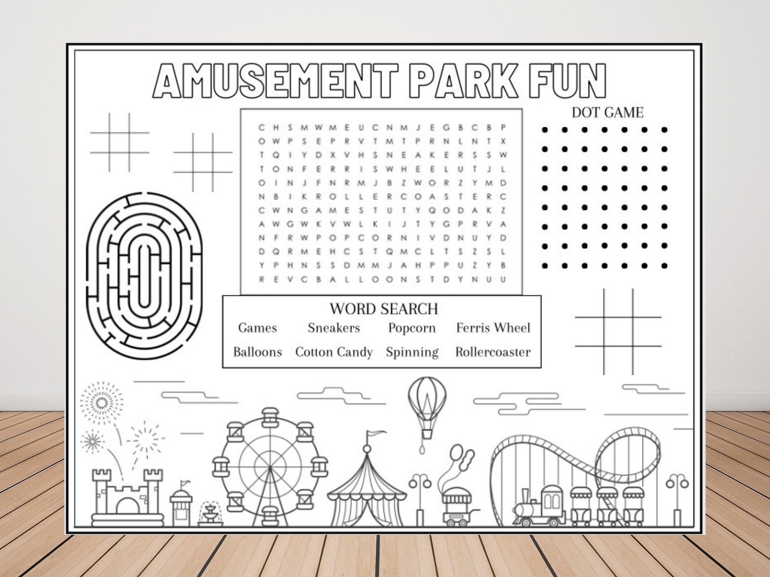 Kids Activity Placemat, Activity Sheet for Kids, Restaurant Placemats ...
