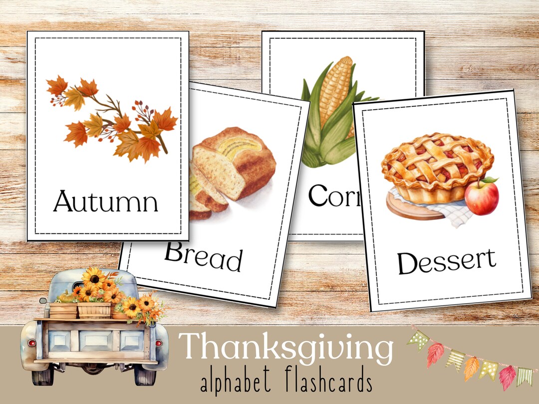 Thanksgiving Alphabet Flashcards, Alphabet Flashcards for Kids ...