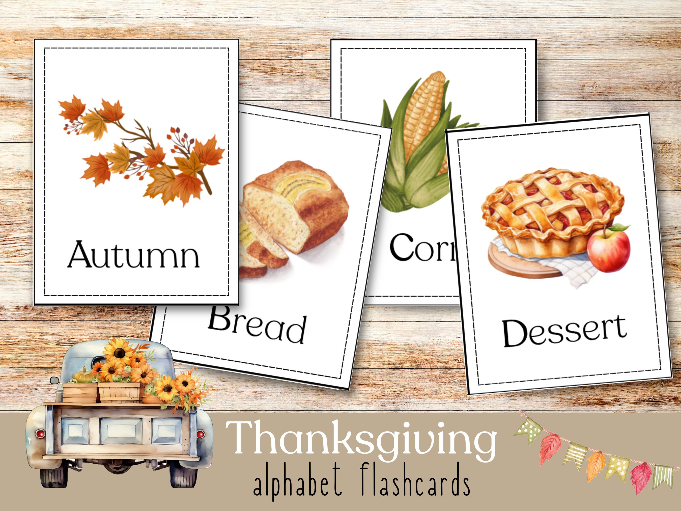 Thanksgiving Alphabet Flashcards, Alphabet Flashcards for Kids ...