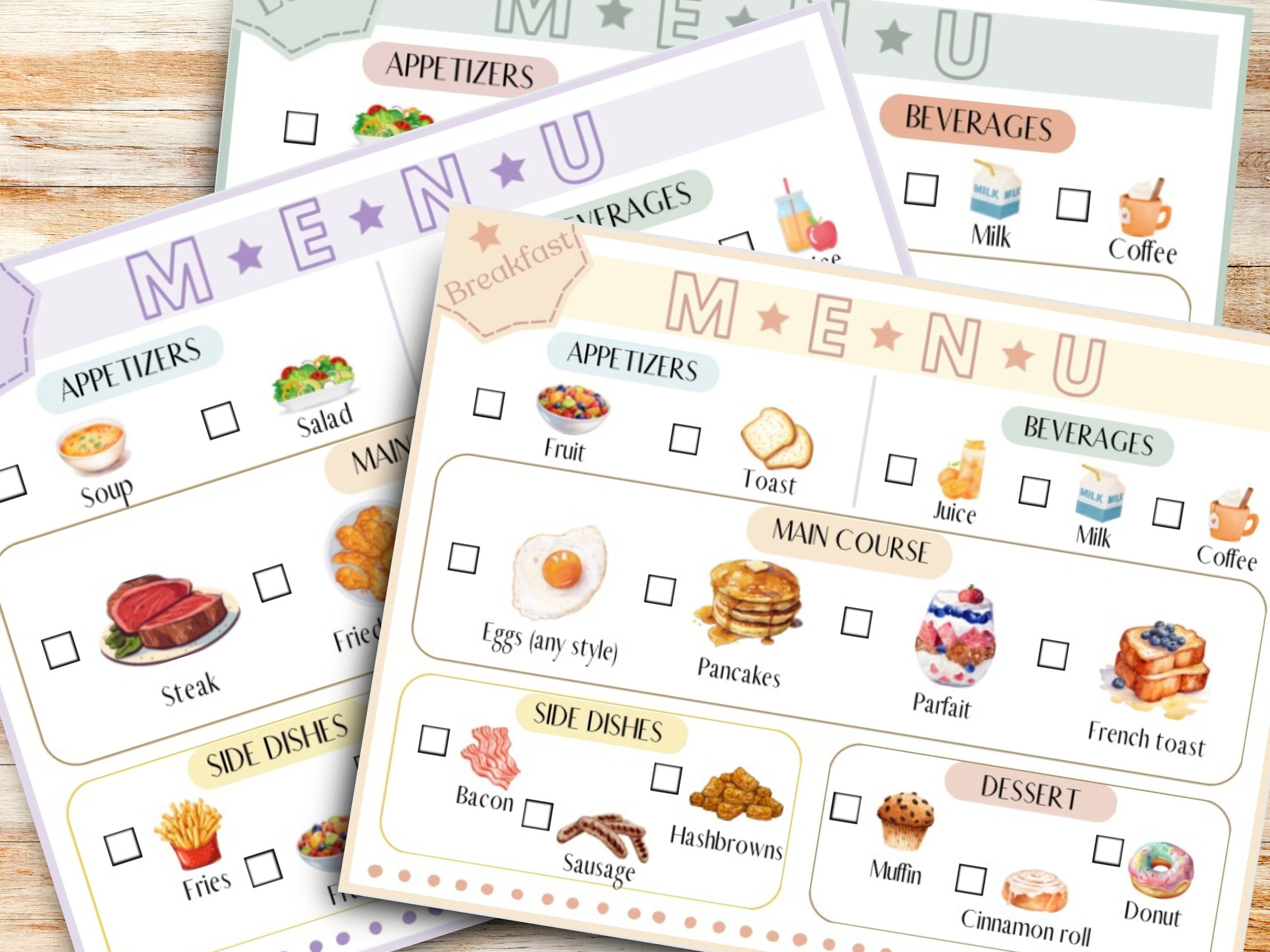 Pretend Play Restaurant Menus, Kitchen Play Menus for Kids, Printable ...
