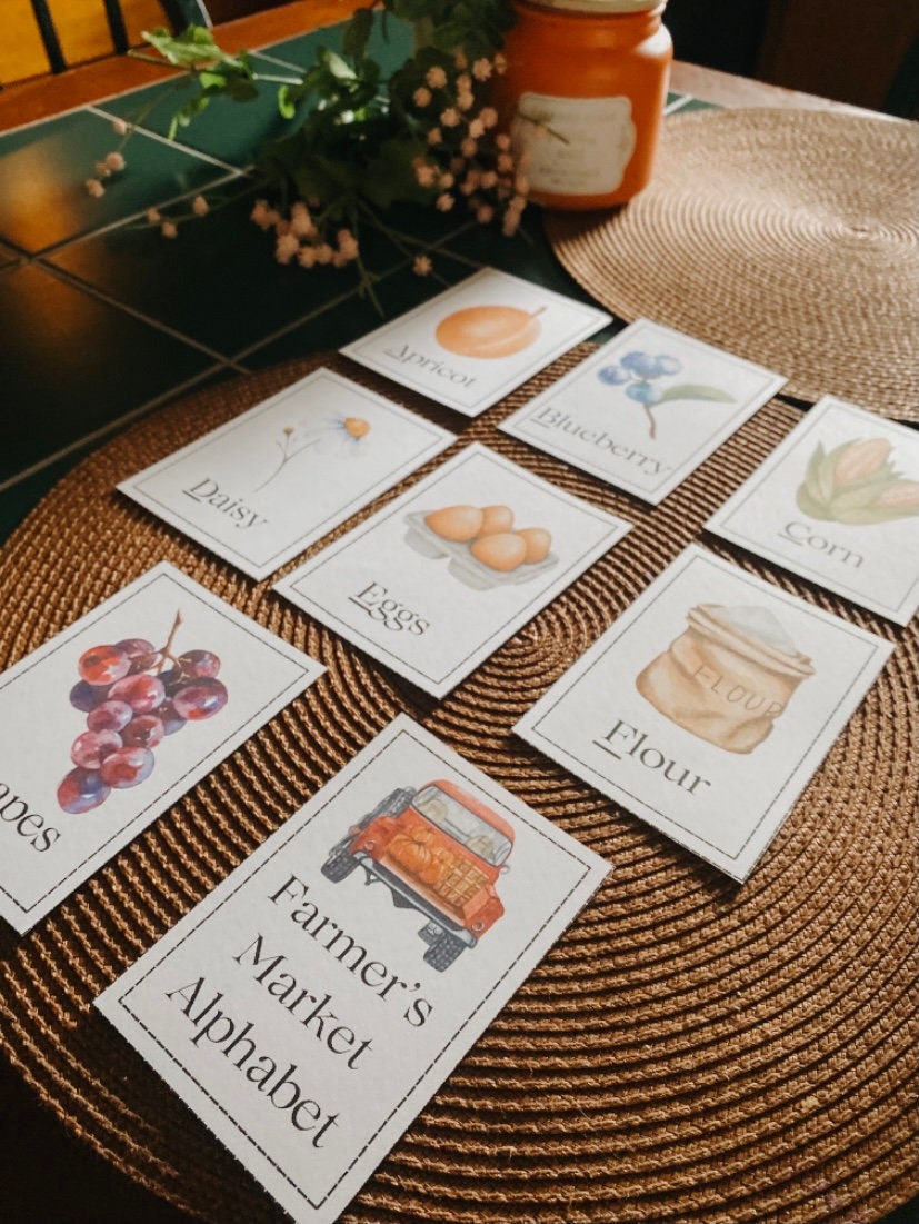 Farmer's Market Educational Flashcards, Alphabet Flashcards for Kids ...