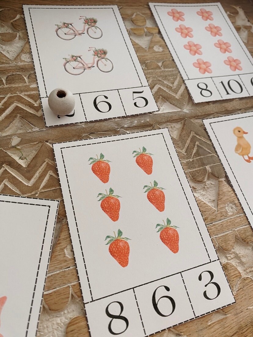 Summer Count and Clip Activity, Count and Clip Cards 1-10, Montessori ...
