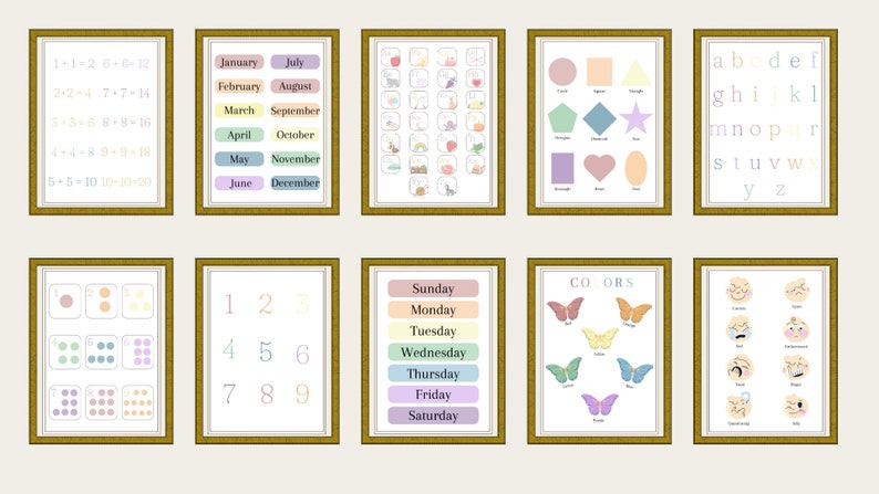 10 Printable Educational Posters Visual Learning for Kids - Etsy