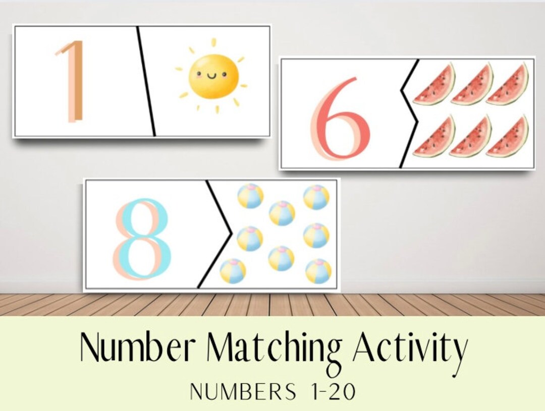 Number Matching Activity, Kids Math Puzzles, Summer Math, Preschool ...