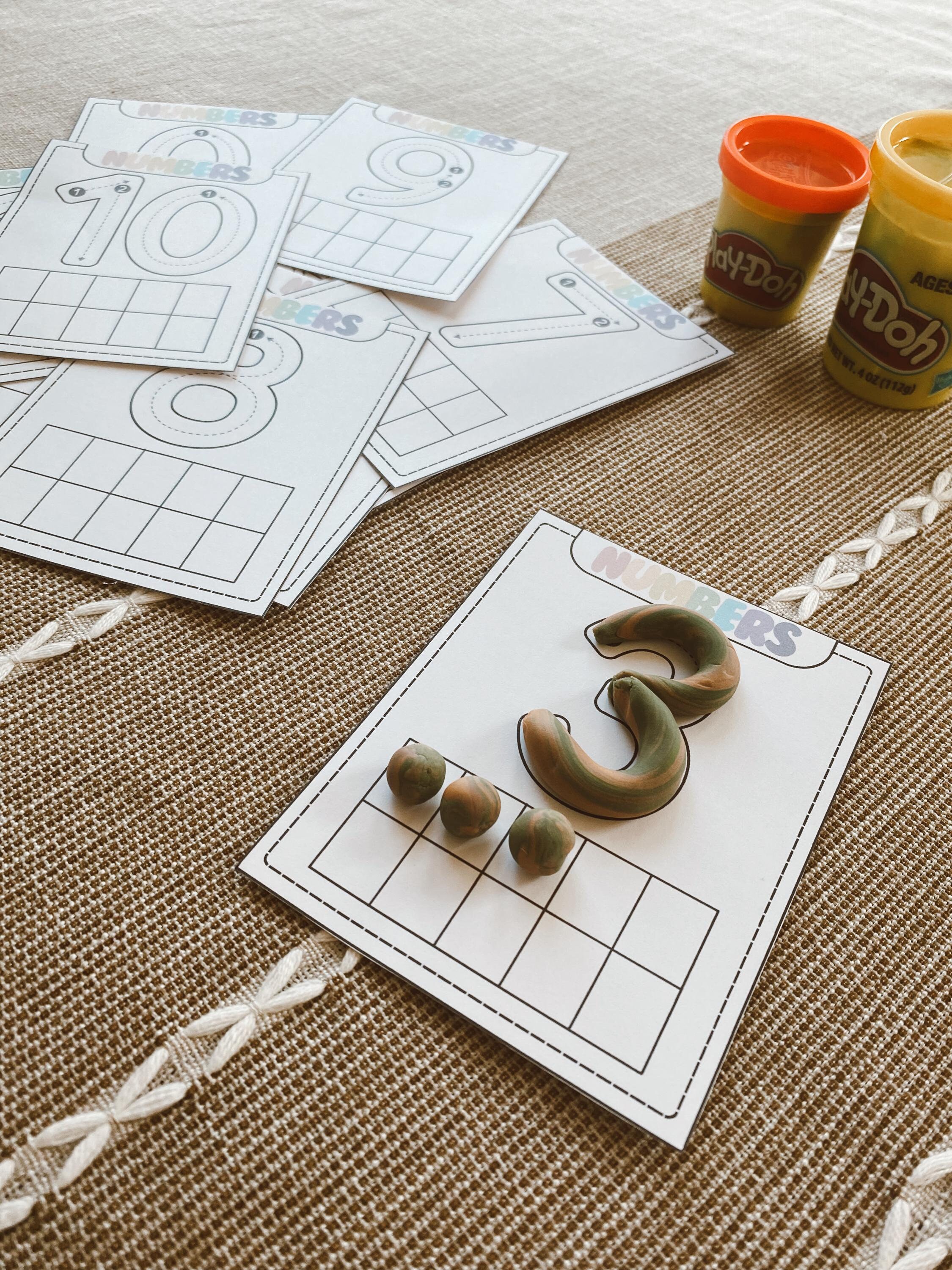 Play Doh Mats for Kids, Numbers Play Doh Mats, Number Flashcards, Ten ...