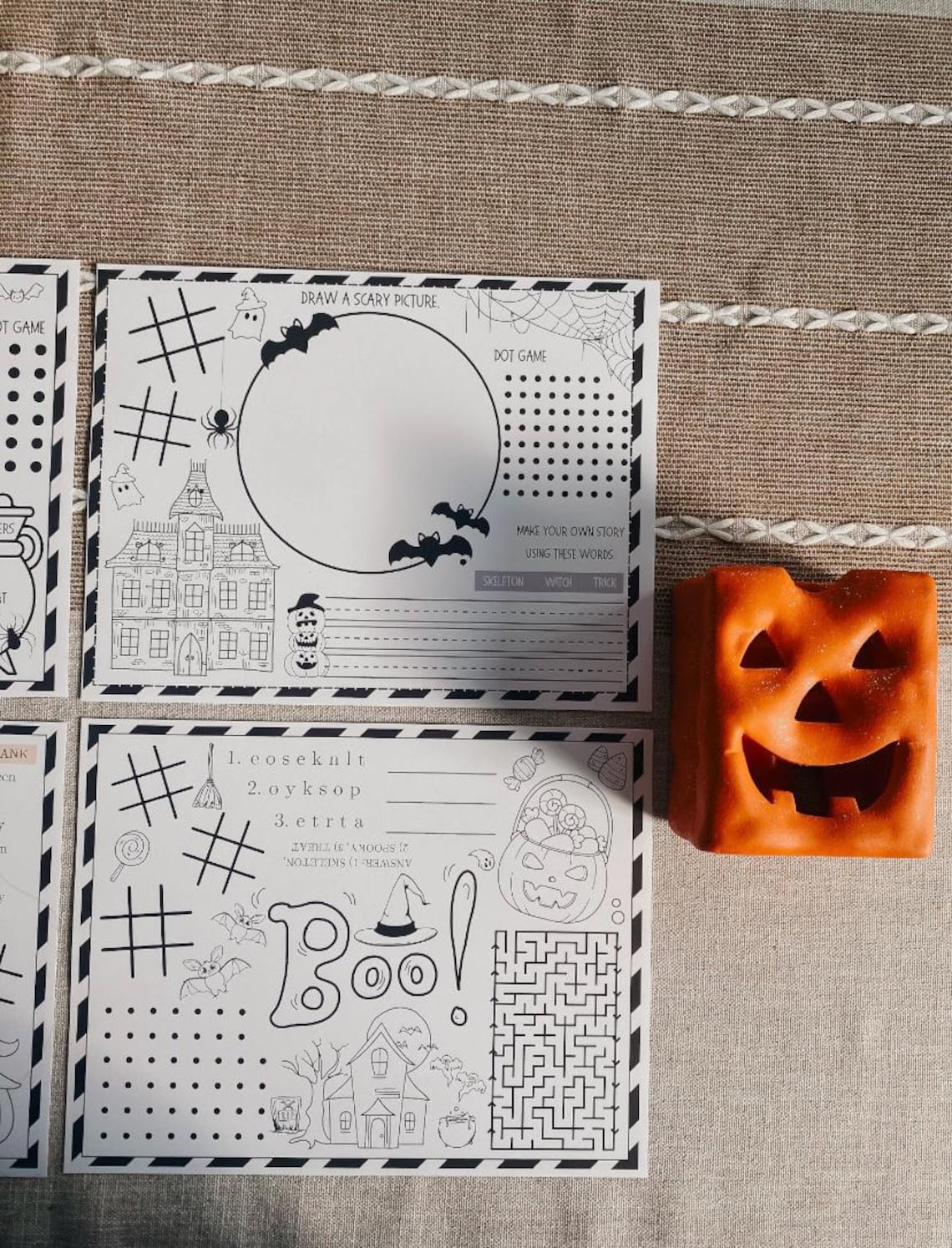 Halloween Activity Placemats, Kids Activity Mats, Kids Travel Placemats ...