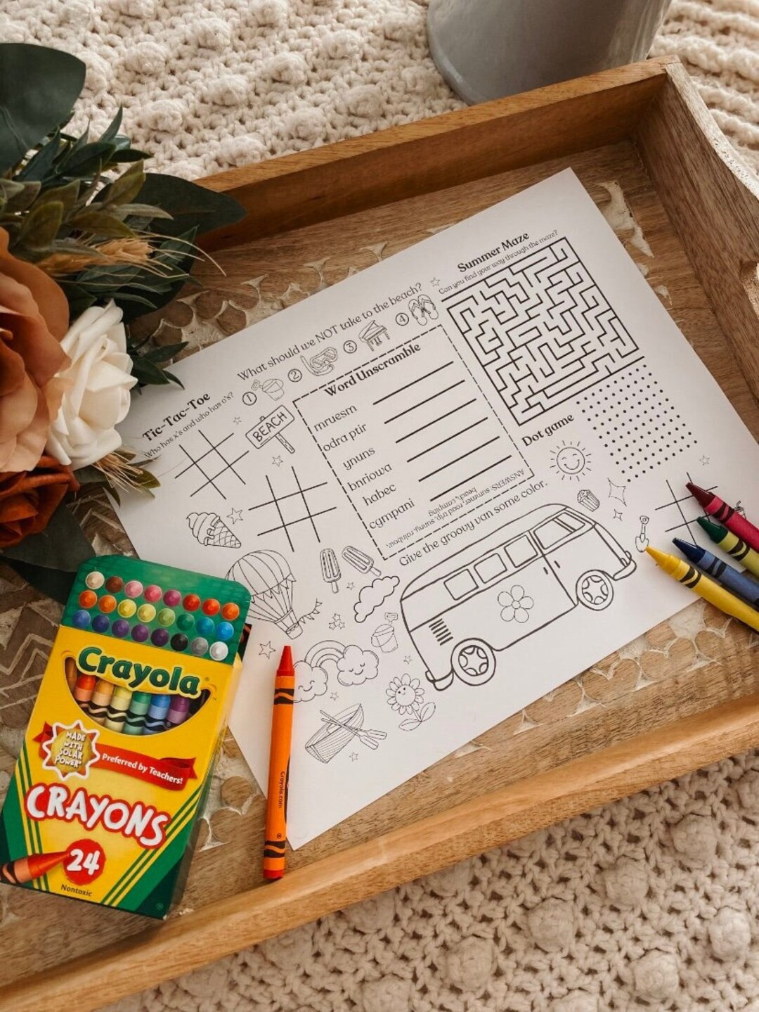 Summer Activity Placemat, Printable Activity Placemat, Summer Games ...