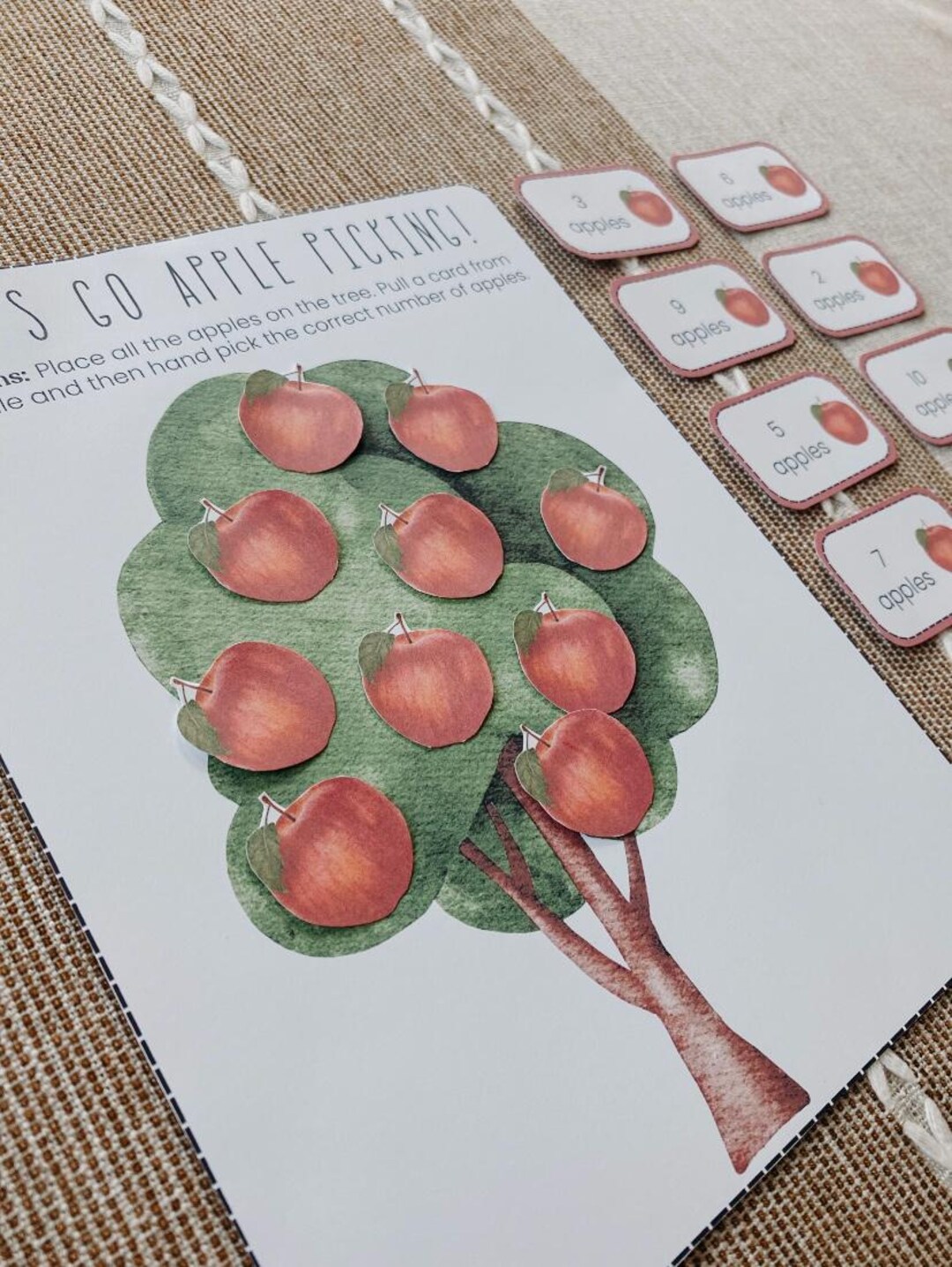 Apple Picking Activity for Kids, Learning to Count, Counting Activity ...