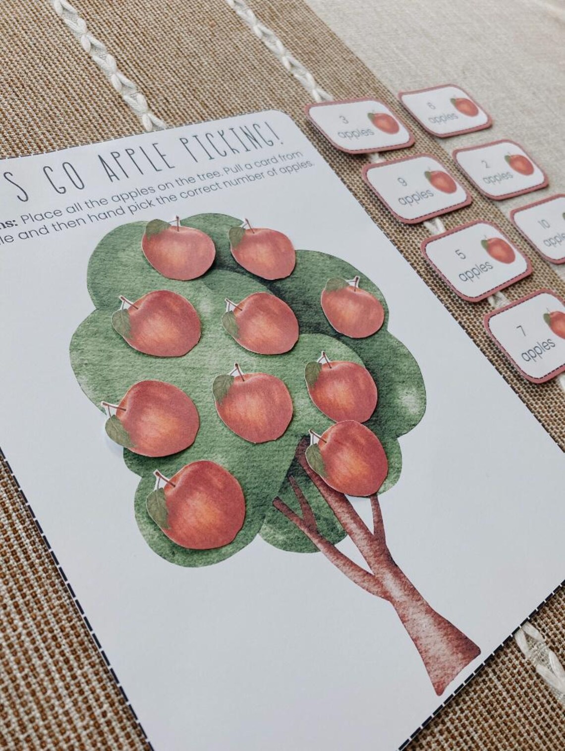 Apple Picking Activity for Kids, Learning to Count, Counting Activity ...
