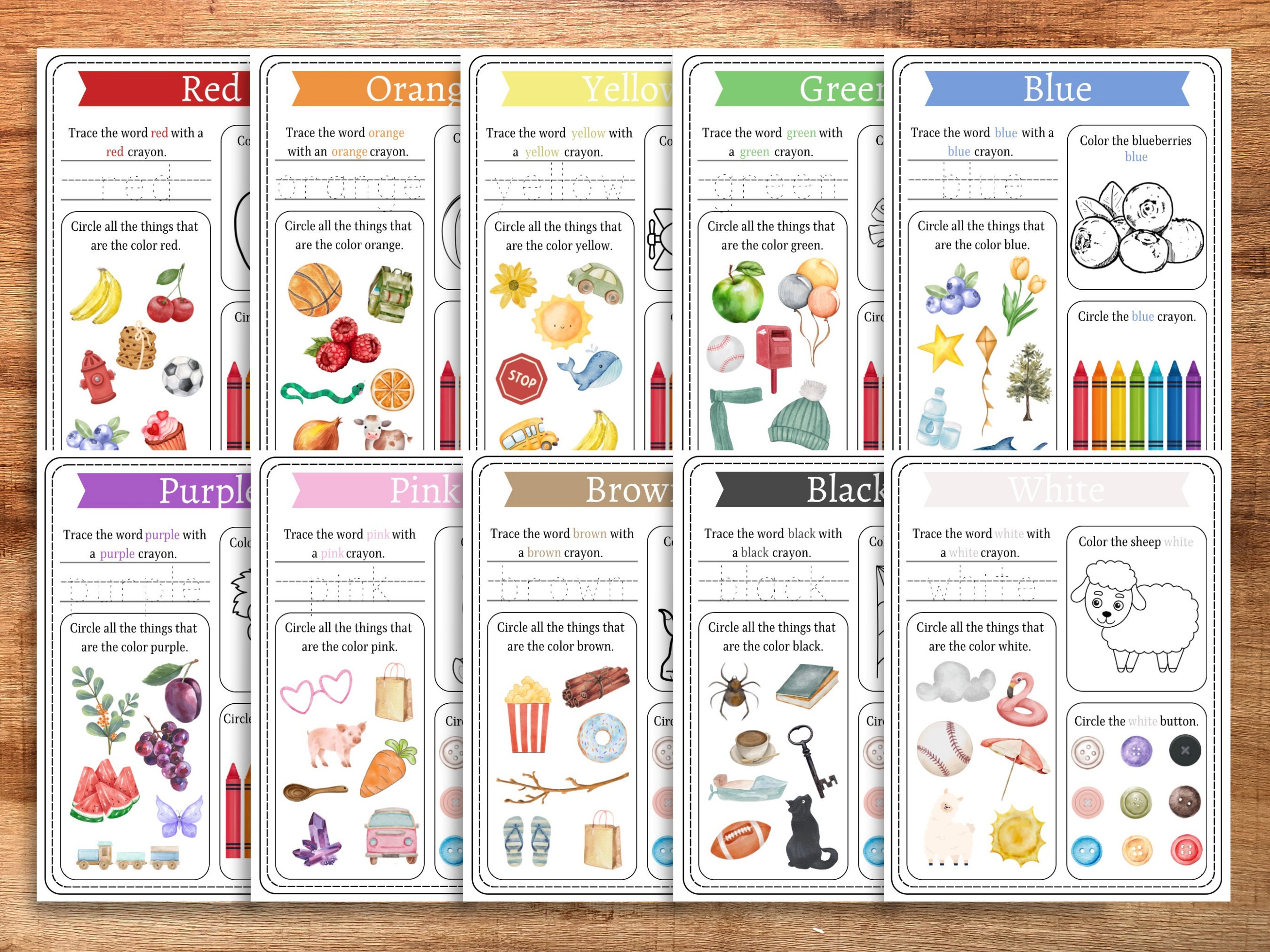 Color Learning Worksheets for Preschoolers, Printable Color Recognizing ...