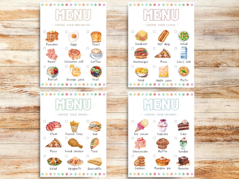 Kid's Pretend Restaurant Menus, Printable Menus for Pretend Play ...