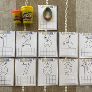Play Doh Mats for Kids, Numbers Play Doh Mats, Number Flashcards, Ten ...