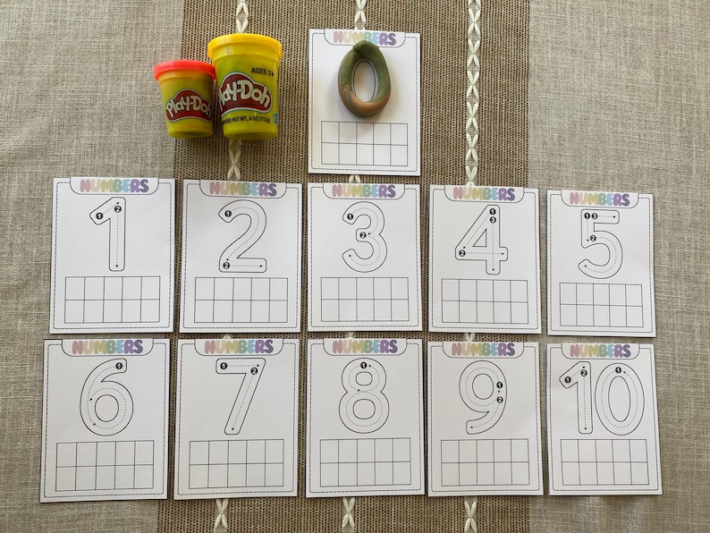 Play Doh Mats for Kids, Numbers Play Doh Mats, Number Flashcards, Ten ...