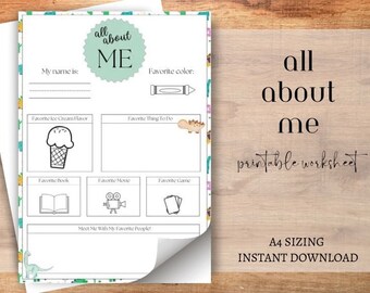 All About Me Worksheet for Kids - Etsy