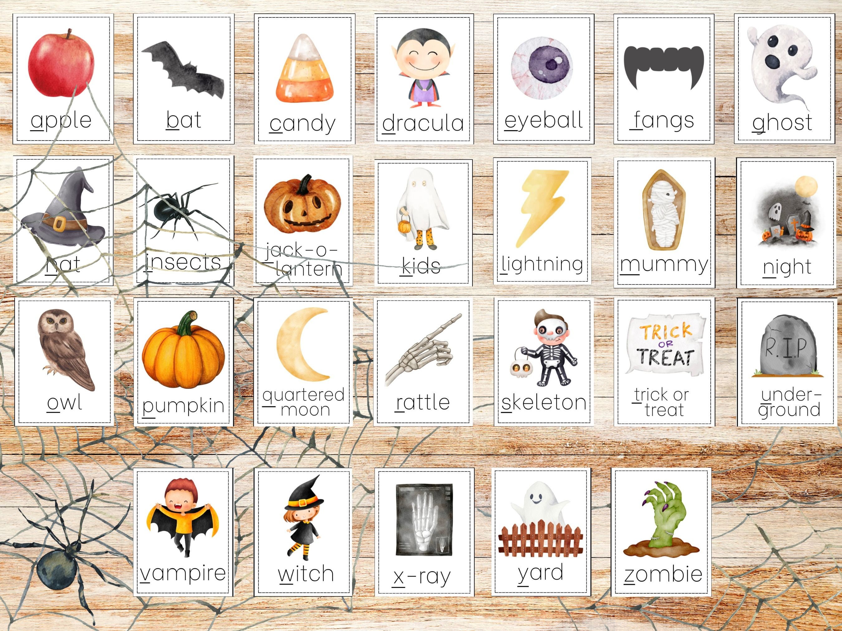 Halloween Themed ABC Flashcards for Kids, Alphabet Flashcards ...