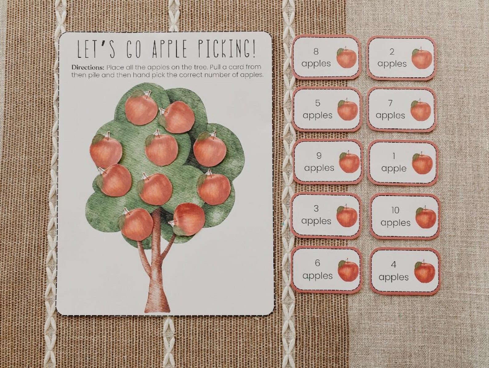 Apple Picking Activity for Kids, Learning to Count, Counting Activity ...