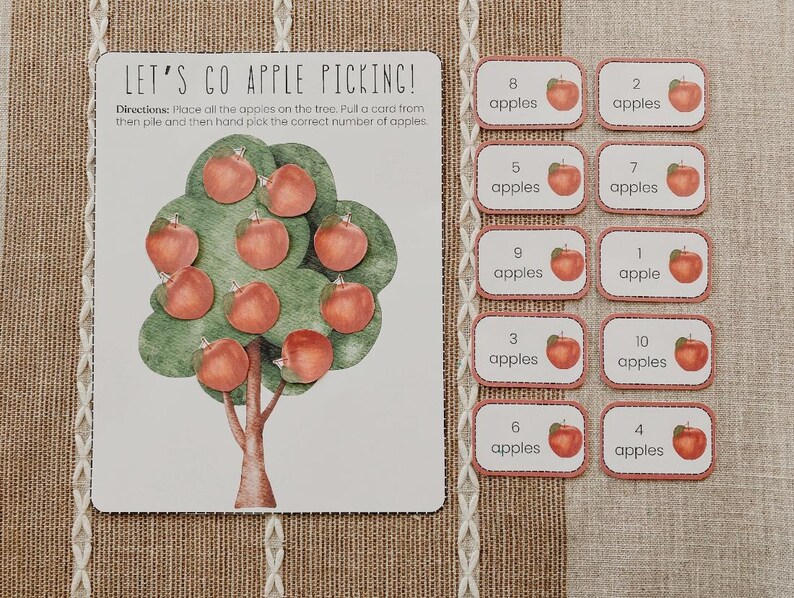 Apple Picking Activity for Kids, Learning to Count, Counting Activity ...