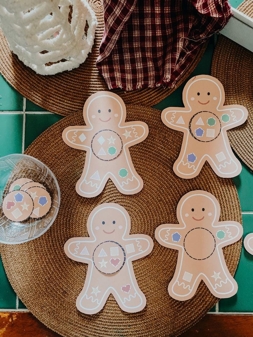 Gingerbread Shape Puzzles, Pattern Practice for Kids, Holiday Learning ...