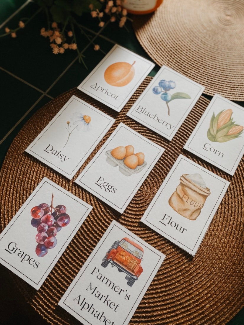Farmer's Market Educational Flashcards, Alphabet Flashcards for Kids ...