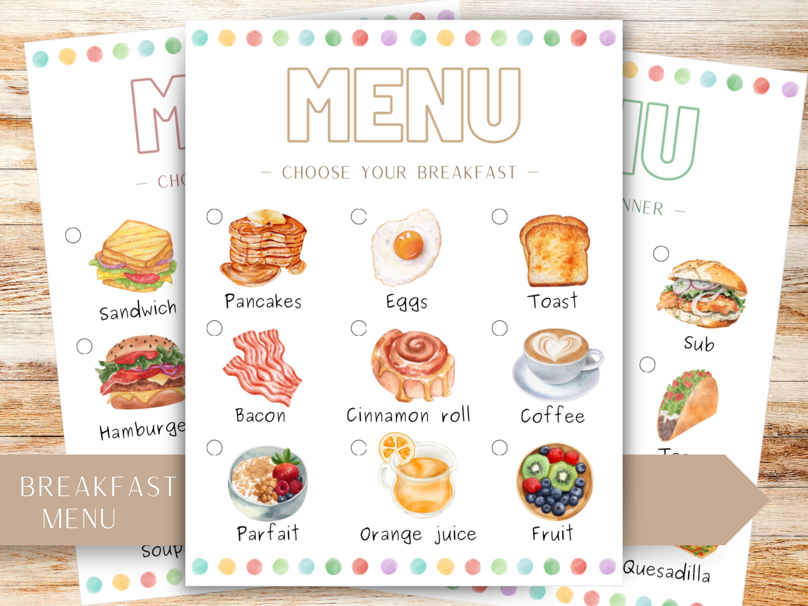 Kid's Pretend Restaurant Menus, Printable Menus for Pretend Play ...
