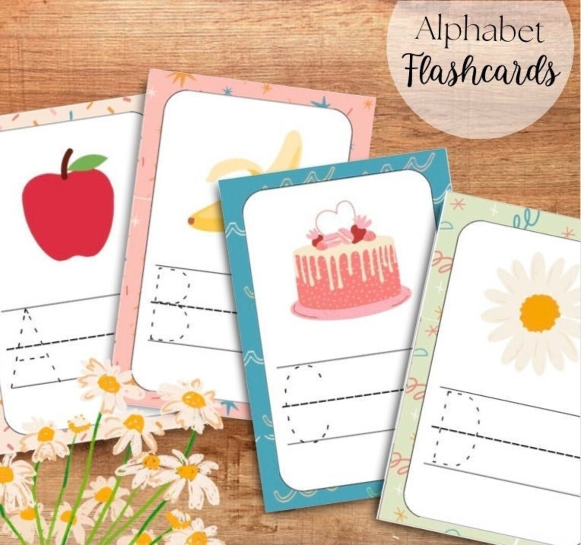 Pre-k and Kindergarten Alphabet Flashcards Printable, Letters and Words ...