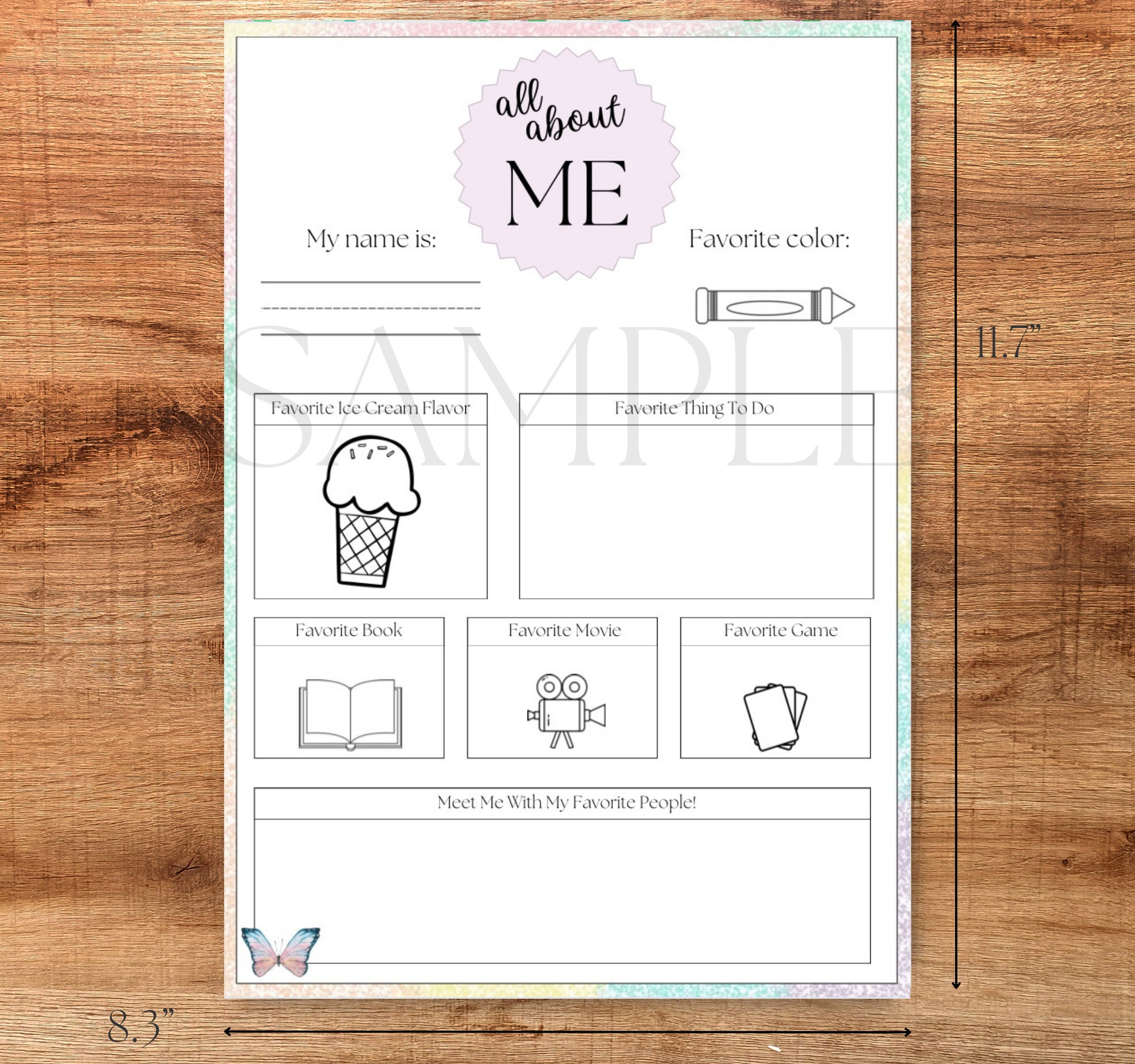 Rainbow All About Me Worksheet, Printable All About Me Questionnaire ...