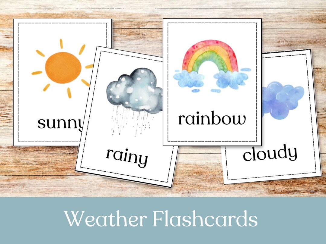 Weather Flashcards for Kids, Homeschool Resources, Montessori ...