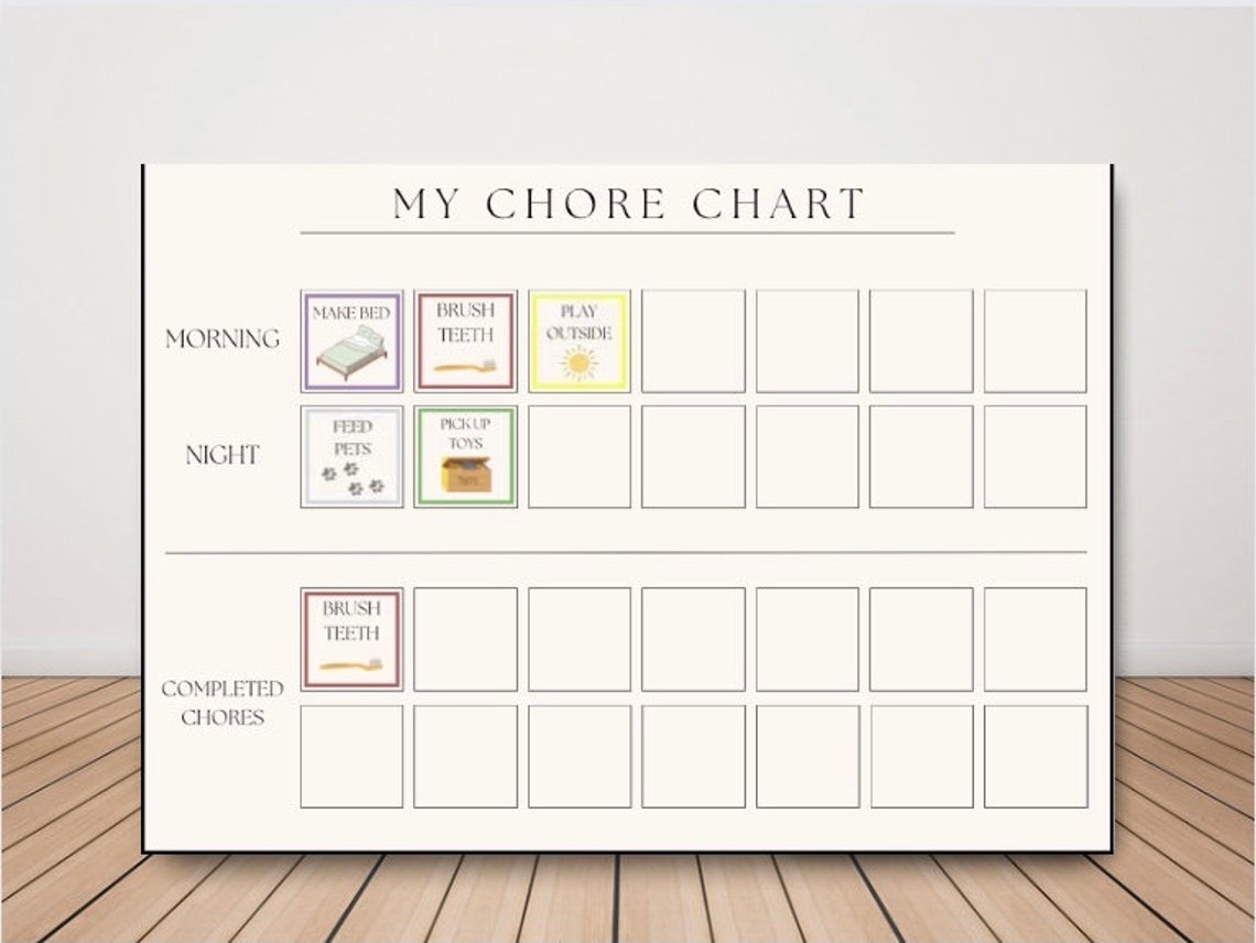 Kids Chore Chart Printable, Kids Responsibility Chart, Printable ...