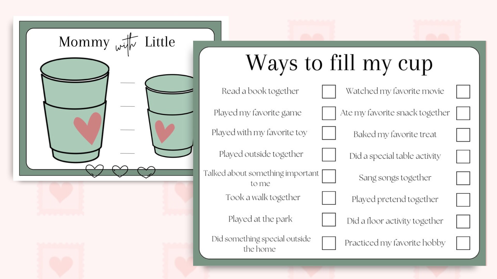 Mother and Child Bonding Activities Printable | Kids Checklist ...