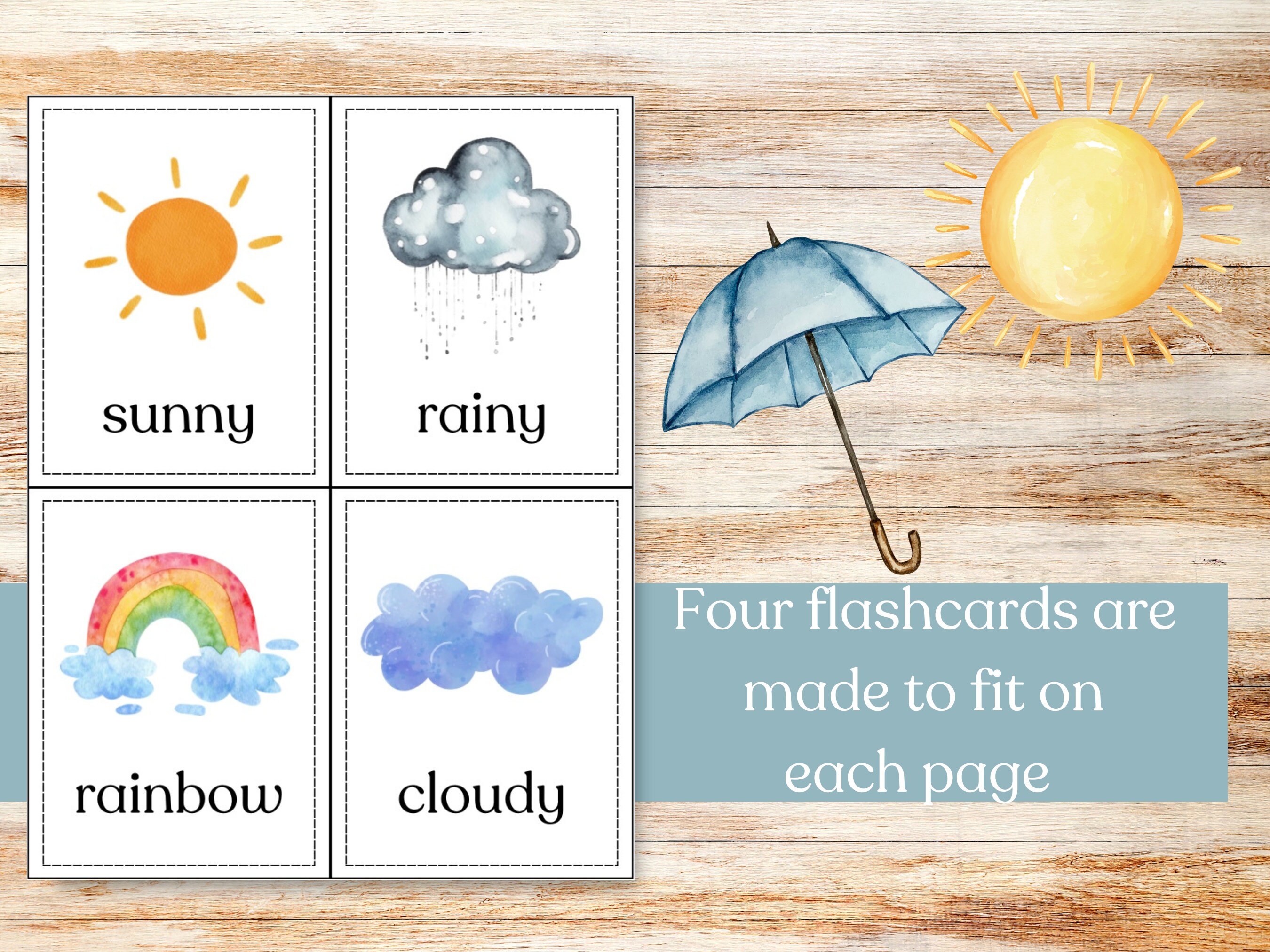 Weather Flashcards for Kids, Homeschool Resources, Montessori ...