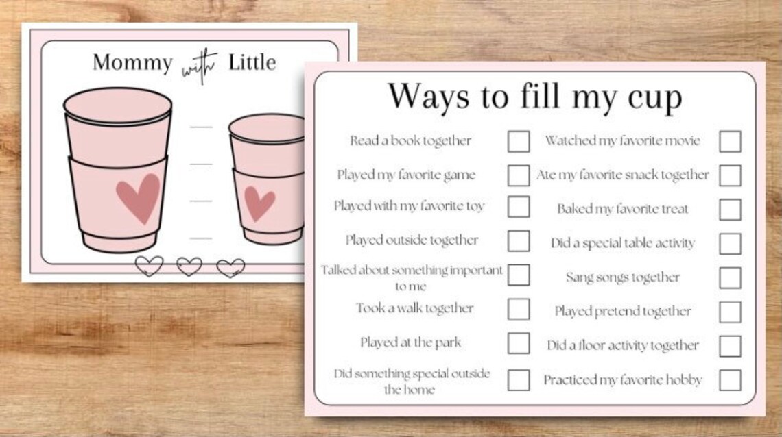 Mother Bonding Activities With Kids Printable | Fill up Your Cup | Kids ...
