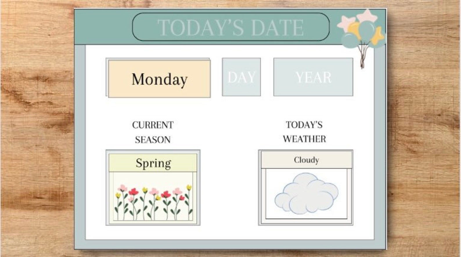 Printable Visual Calendar Board for Preschooler, Editable Calendar ...