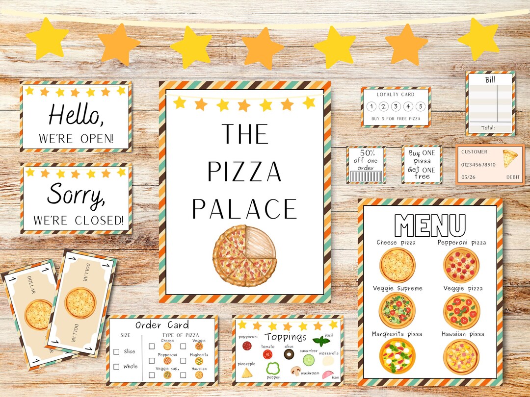 Pizza Shop Pretend Play, Dramatic Play for Kids, Pretend Play Menus ...