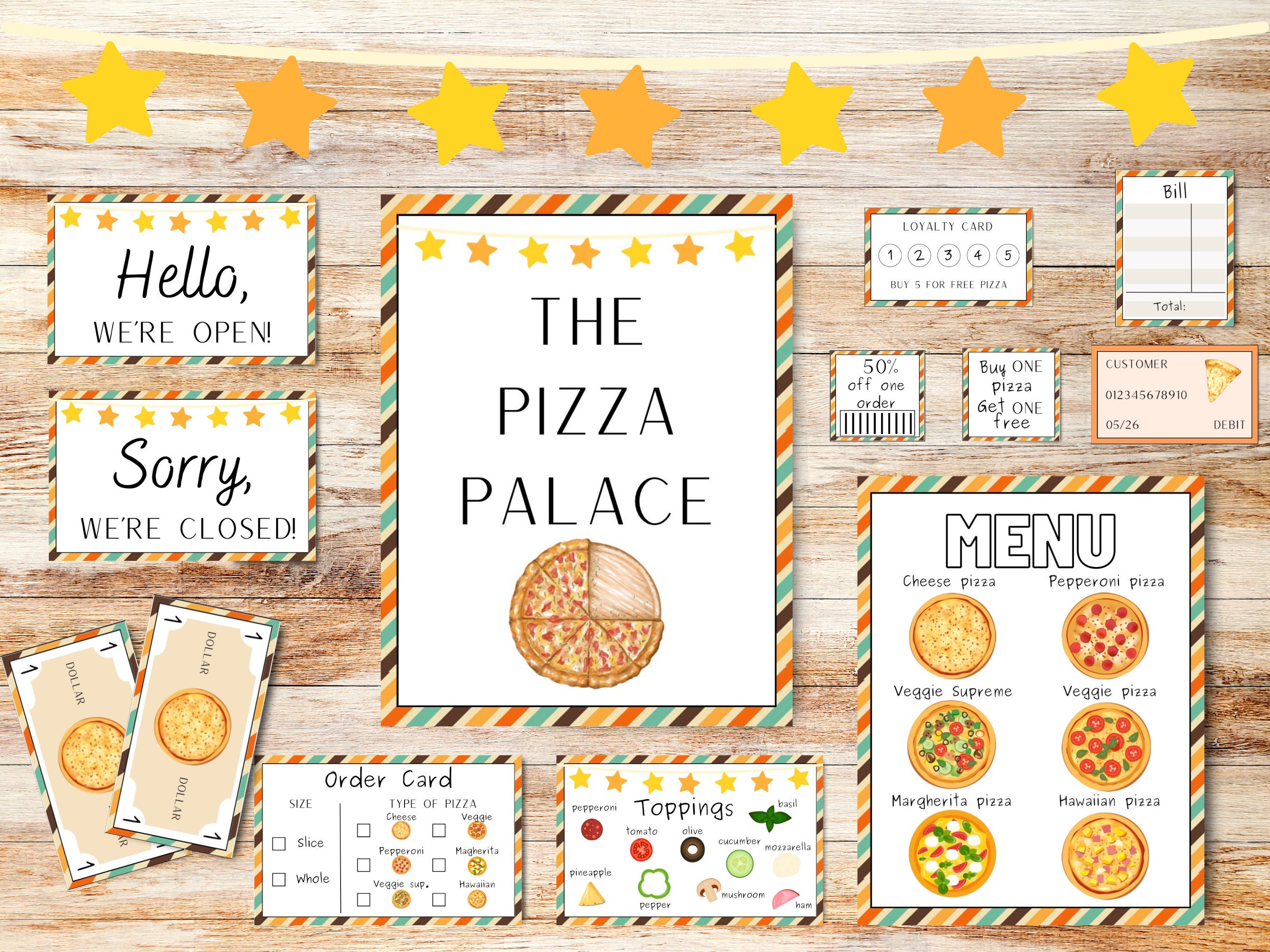 Pizza Shop Pretend Play, Dramatic Play for Kids, Pretend Play Menus ...