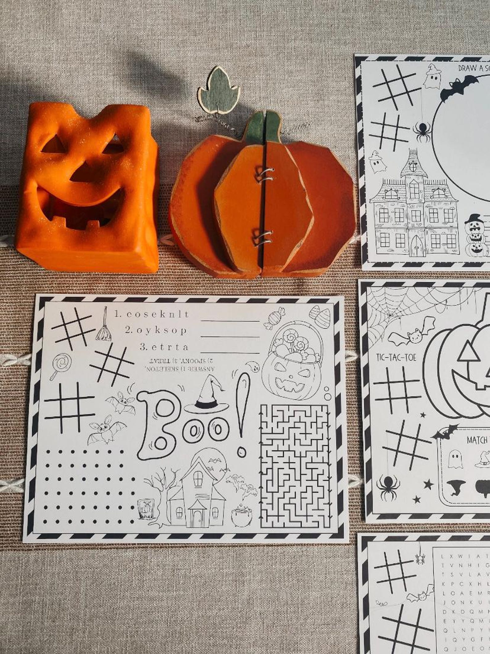 Halloween Activity Placemats, Kids Activity Mats, Kids Travel Placemats ...