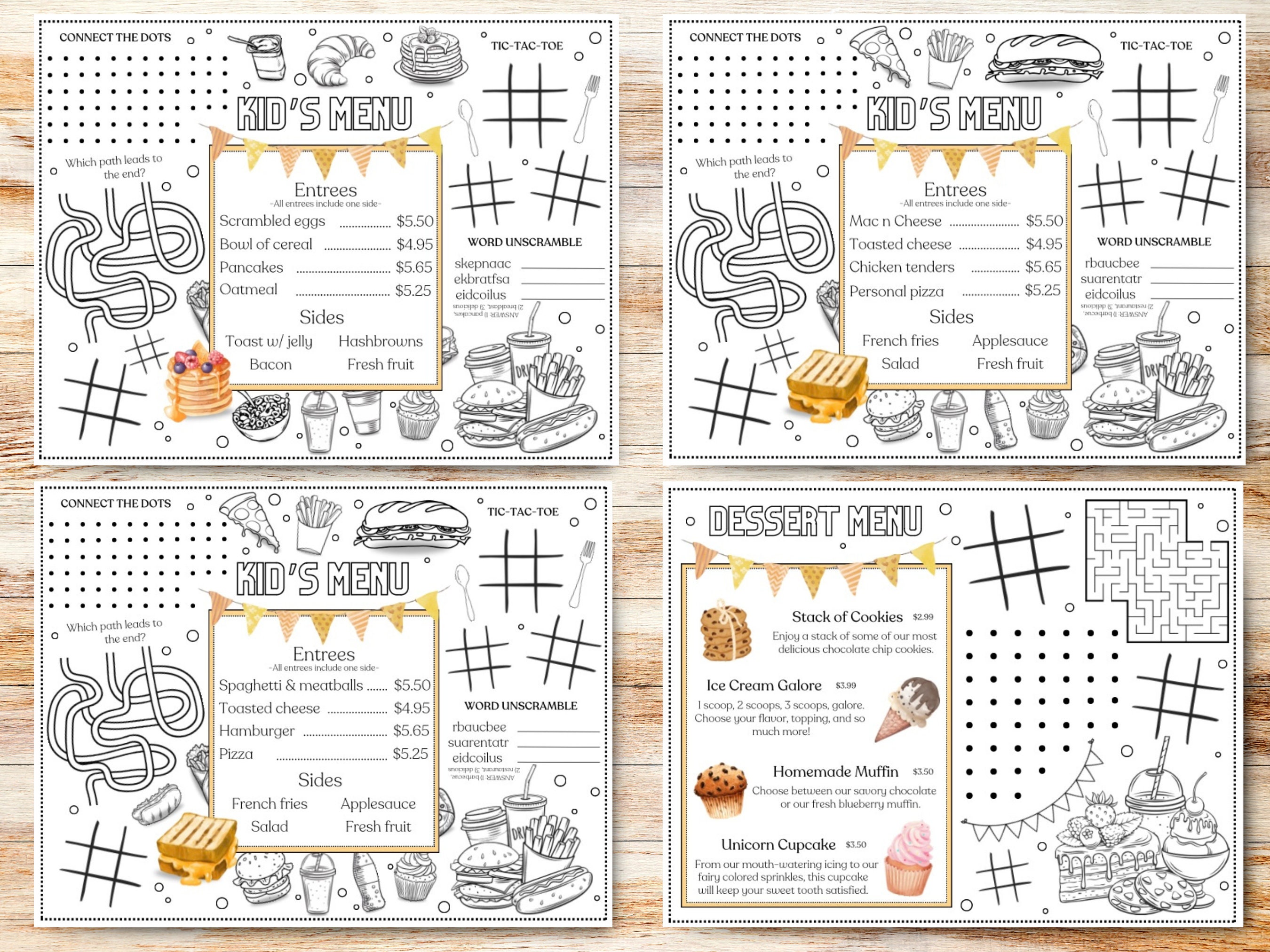 Printable Menus for Pretend Play, Dramatic Play, Imagination Props ...