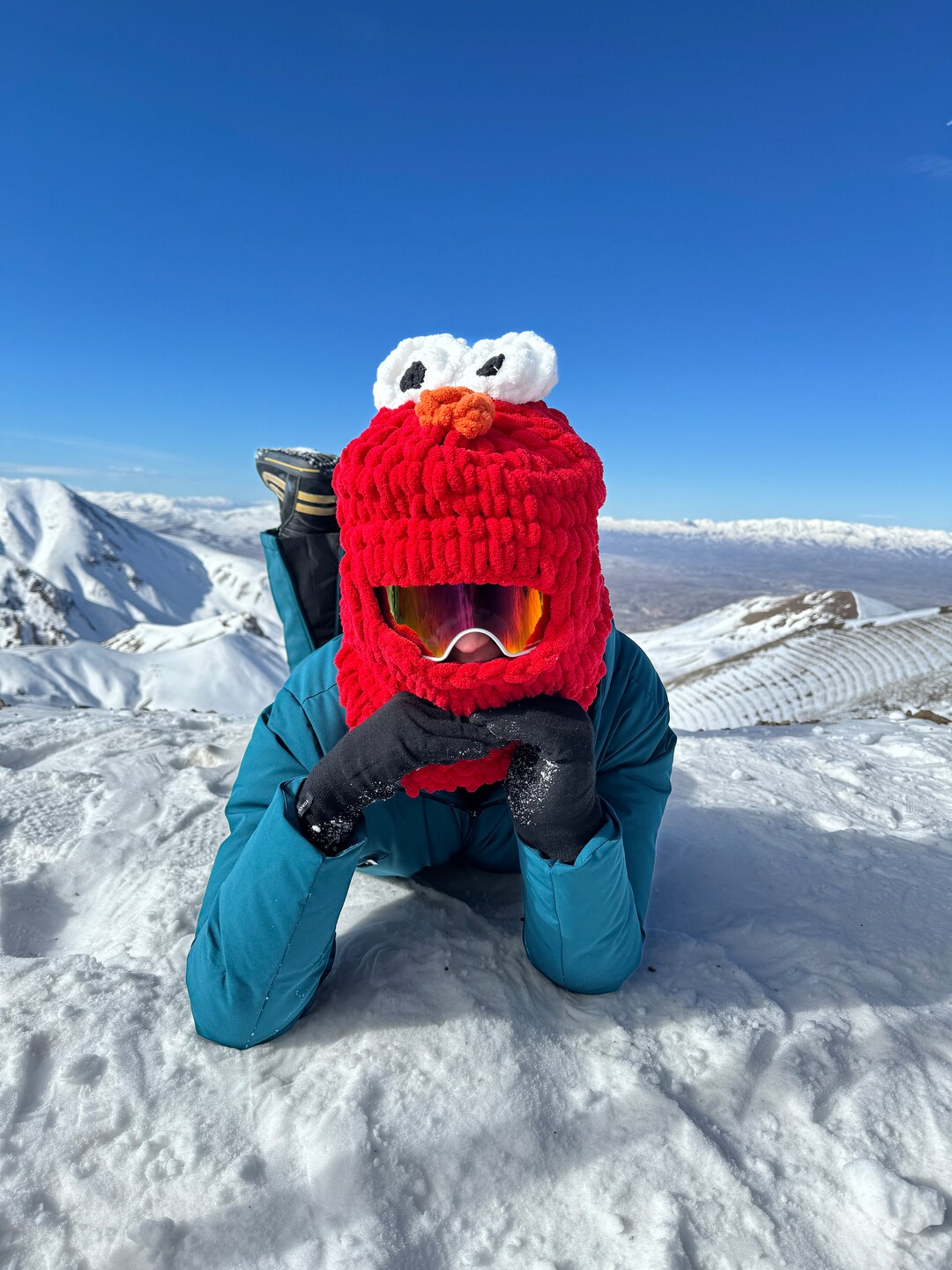 Red Animal Knitted Balaclava, Knitted Balaclava Mask, Ski Helmet Mask ...