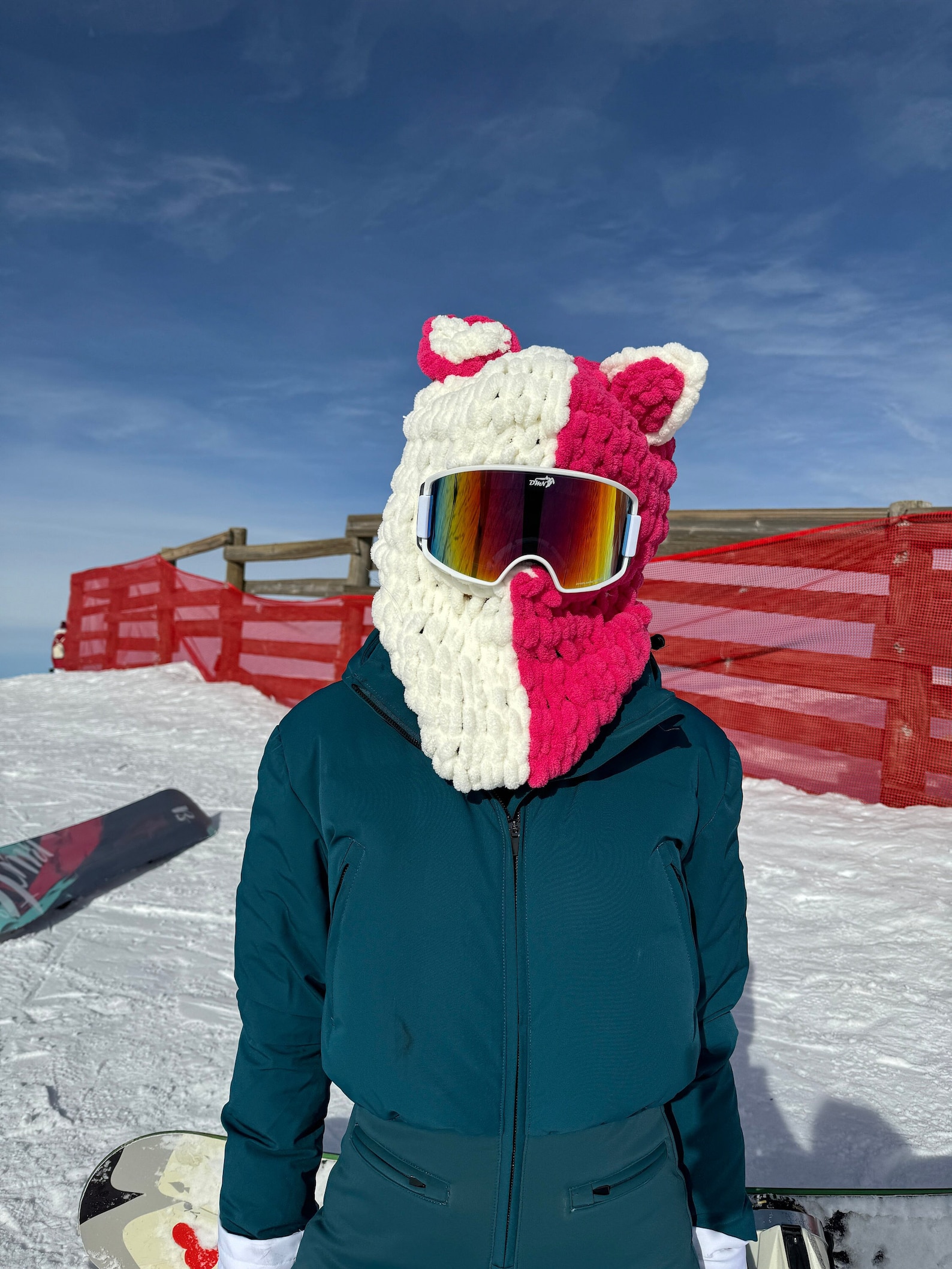 Two Color Cat Crochet Balaclava Mask, Knitted Cat Winter Mask, Kitty ...