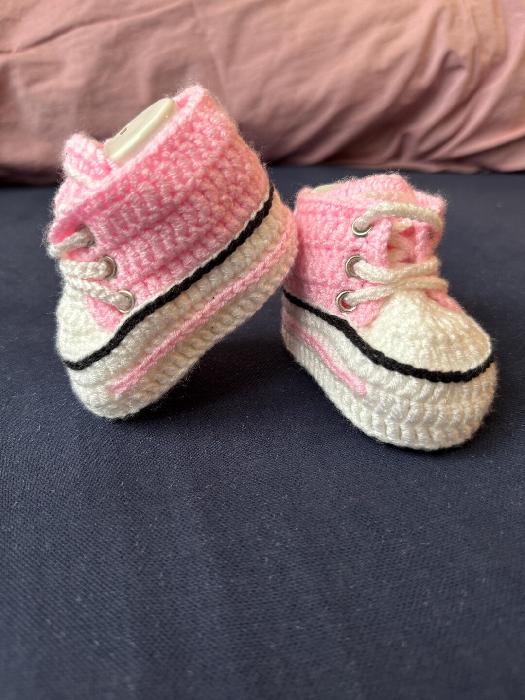 Pink Cute Crochet Baby Booties, Converse-inspired Newborn Shoes, Baby ...