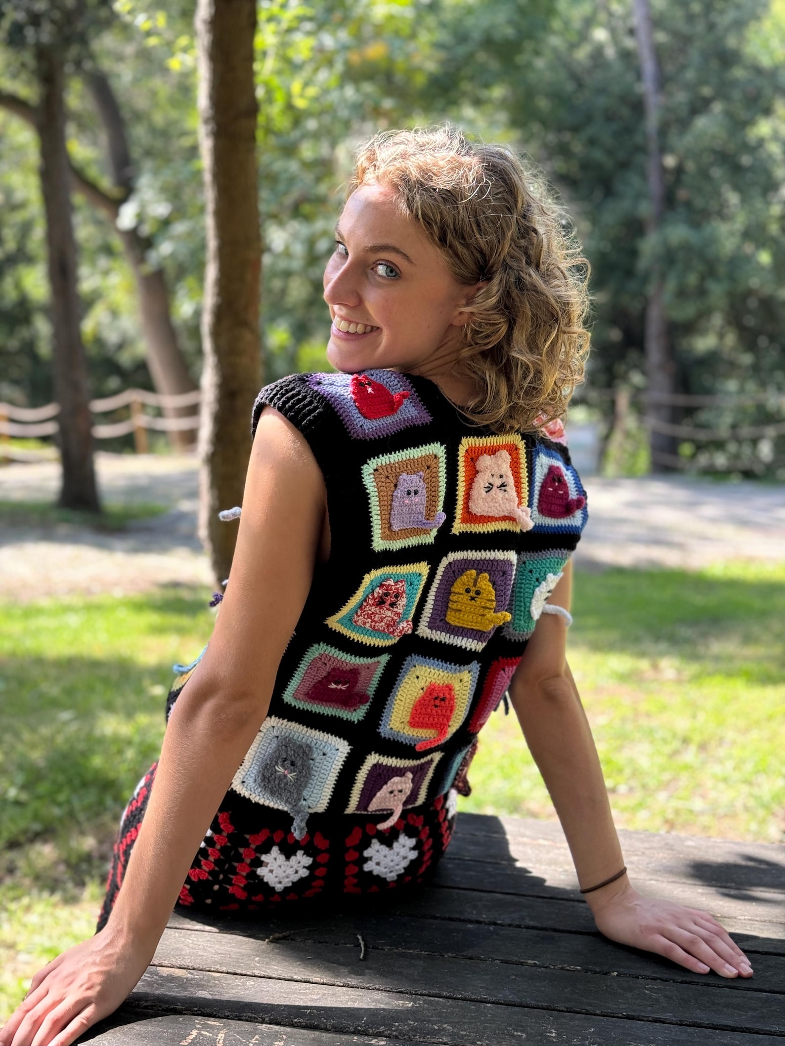 Crochet Cats Vest, Knitted Cats Sweater, Crop Knit Colorful Sweater ...