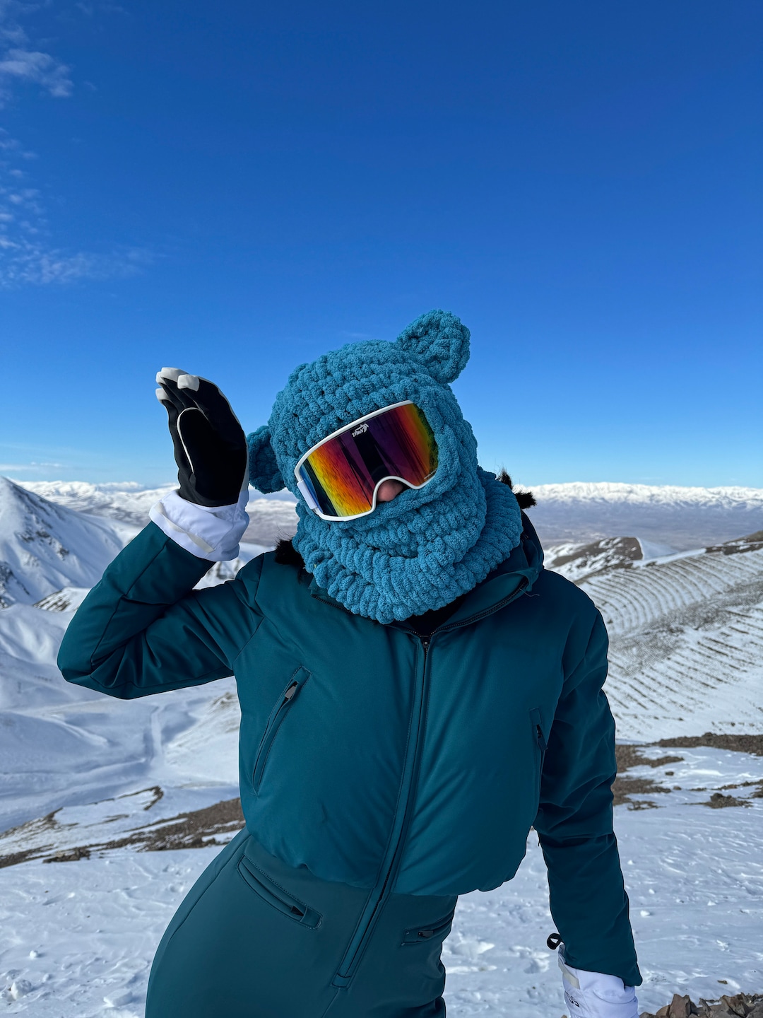 Blue Bear Ear Balaclava Mask, Ski Helmet Mask, Helmet Cover Protector ...