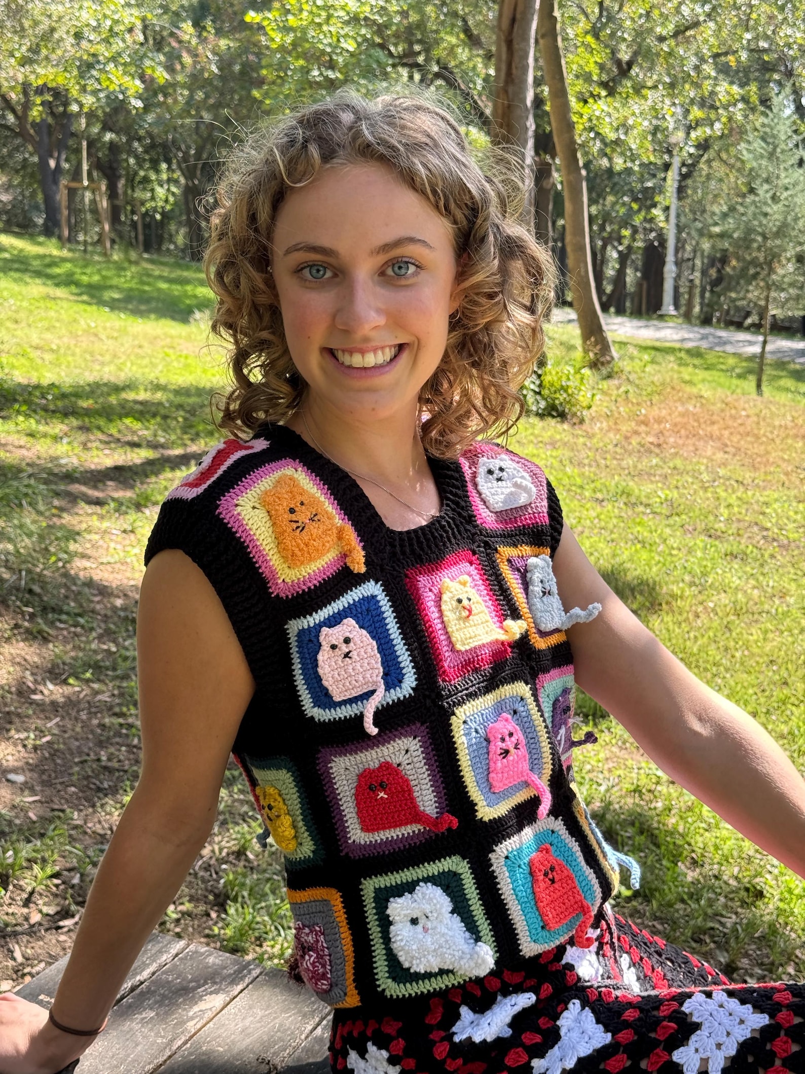 Crochet Cats Vest, Knitted Cats Sweater, Crop Knit Colorful Sweater ...