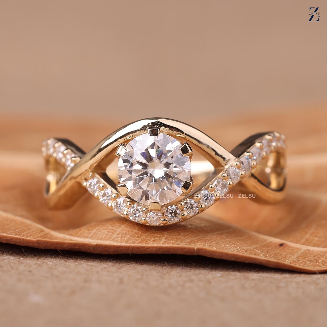 Twisted Infinity Engagement Ring for Women 14K Solid White Gold 0.39 ...