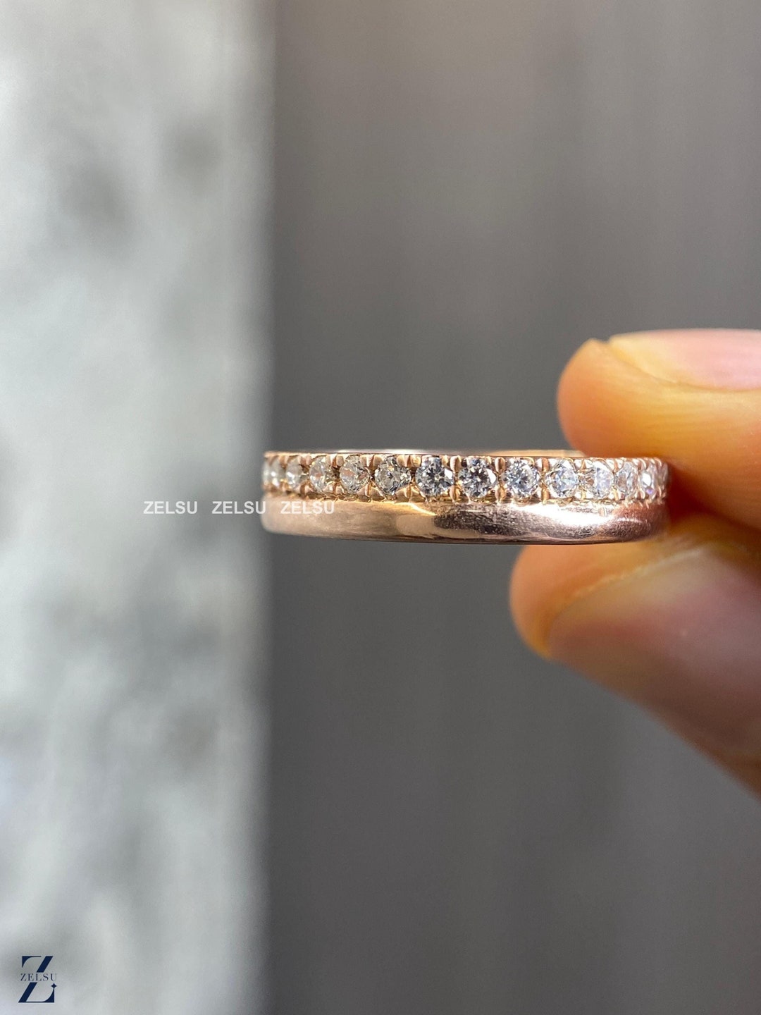 Double Row Diamond Wedding Band, 14k White Gold Two Row Ring, Double ...