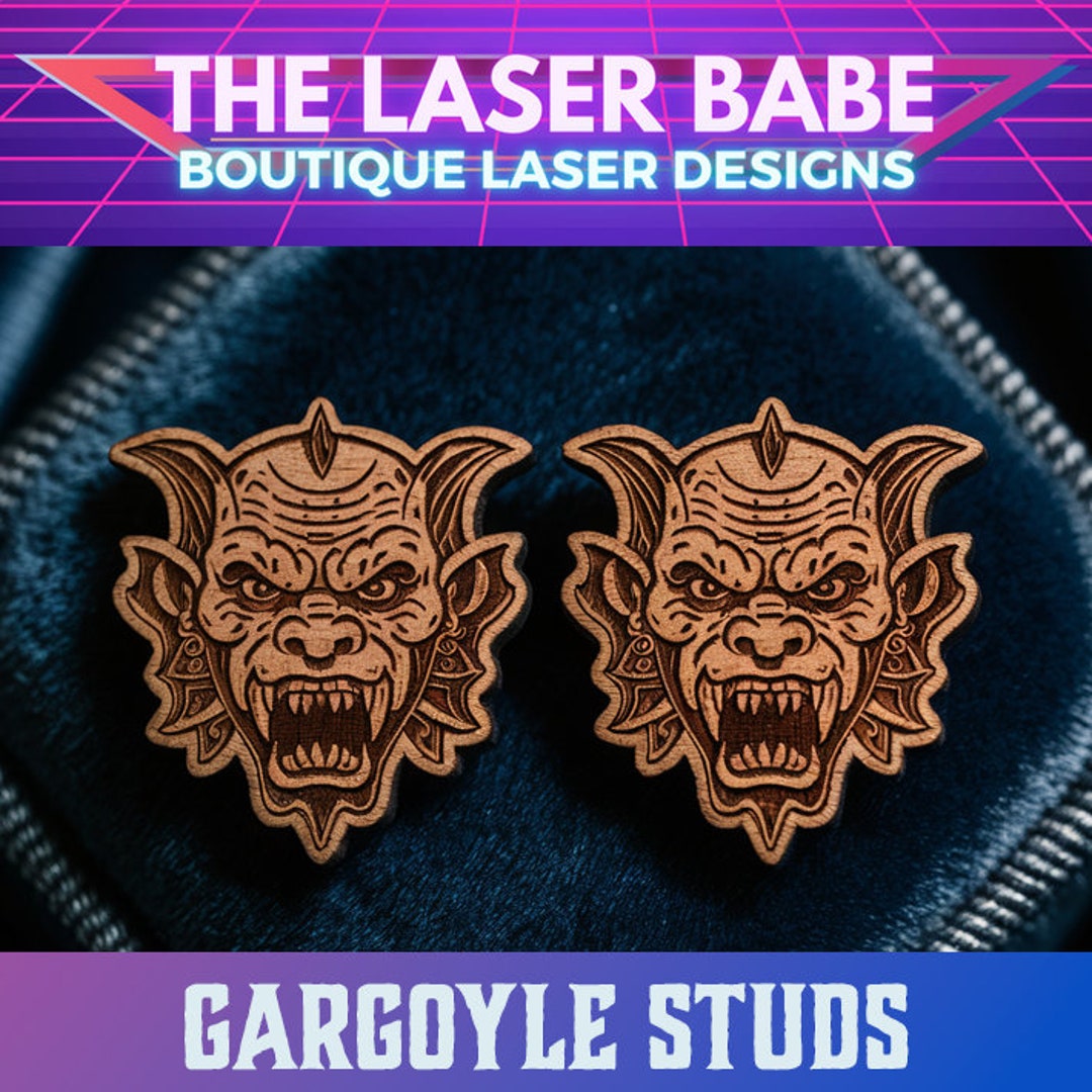 Gargoyle Studs Laser Cut File, Gothic Jewelry SVG, DIY Horror Earrings ...