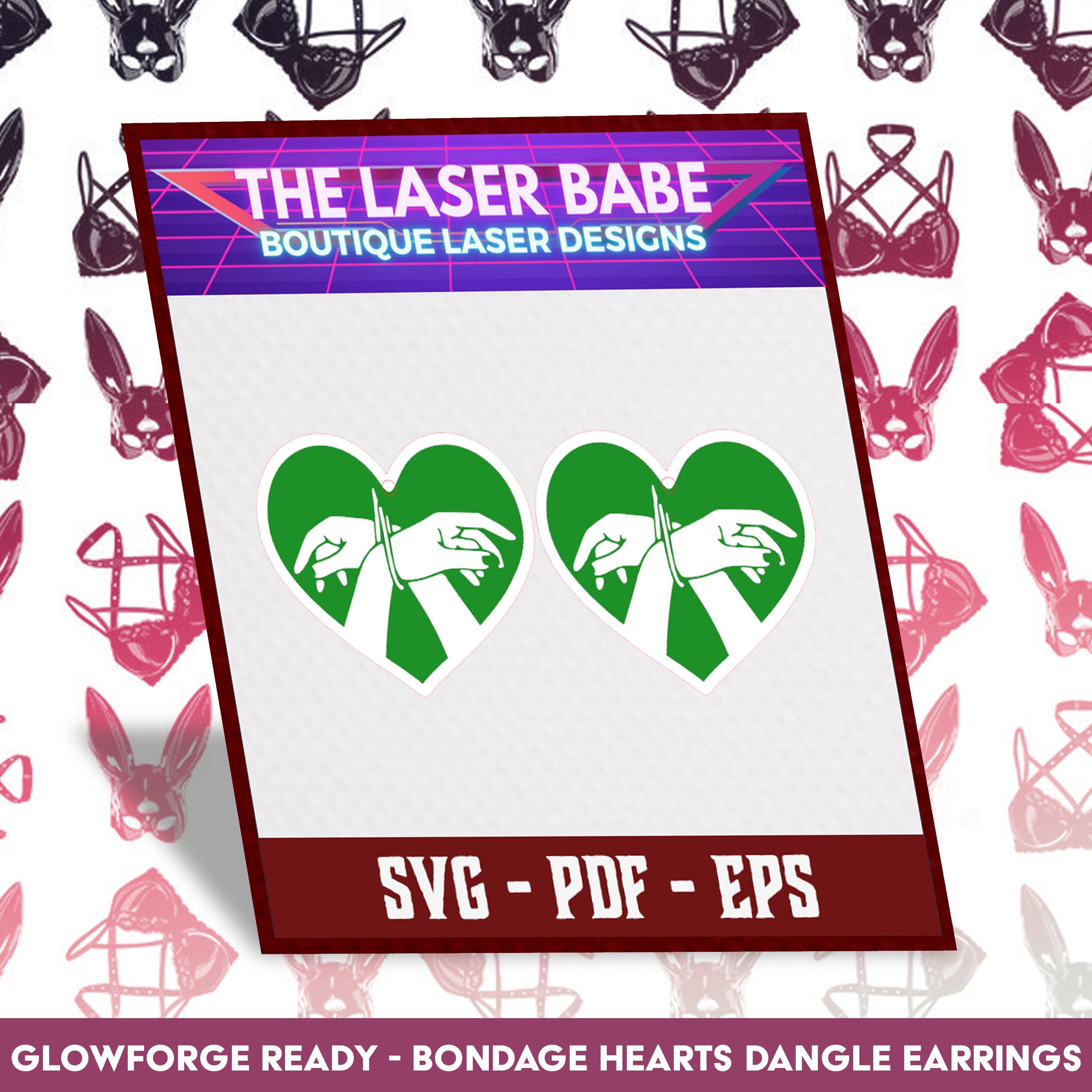 Shibari Bondage Hearts Laser Cut Dangle Earrings Digital Download ...