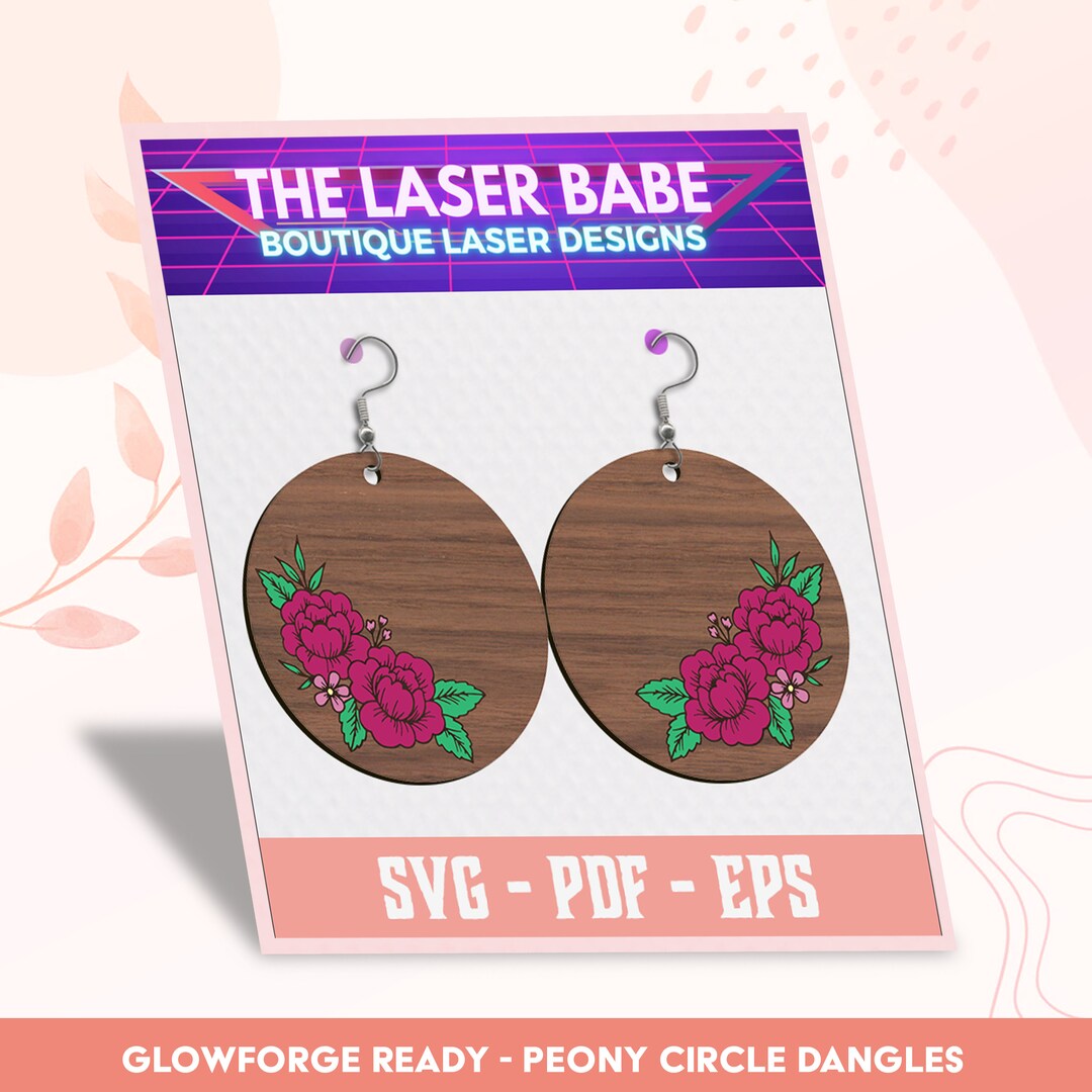 Peony Motif Circle Dangles | SVG, PDF, EPS Formats | Cricut Silhouette ...