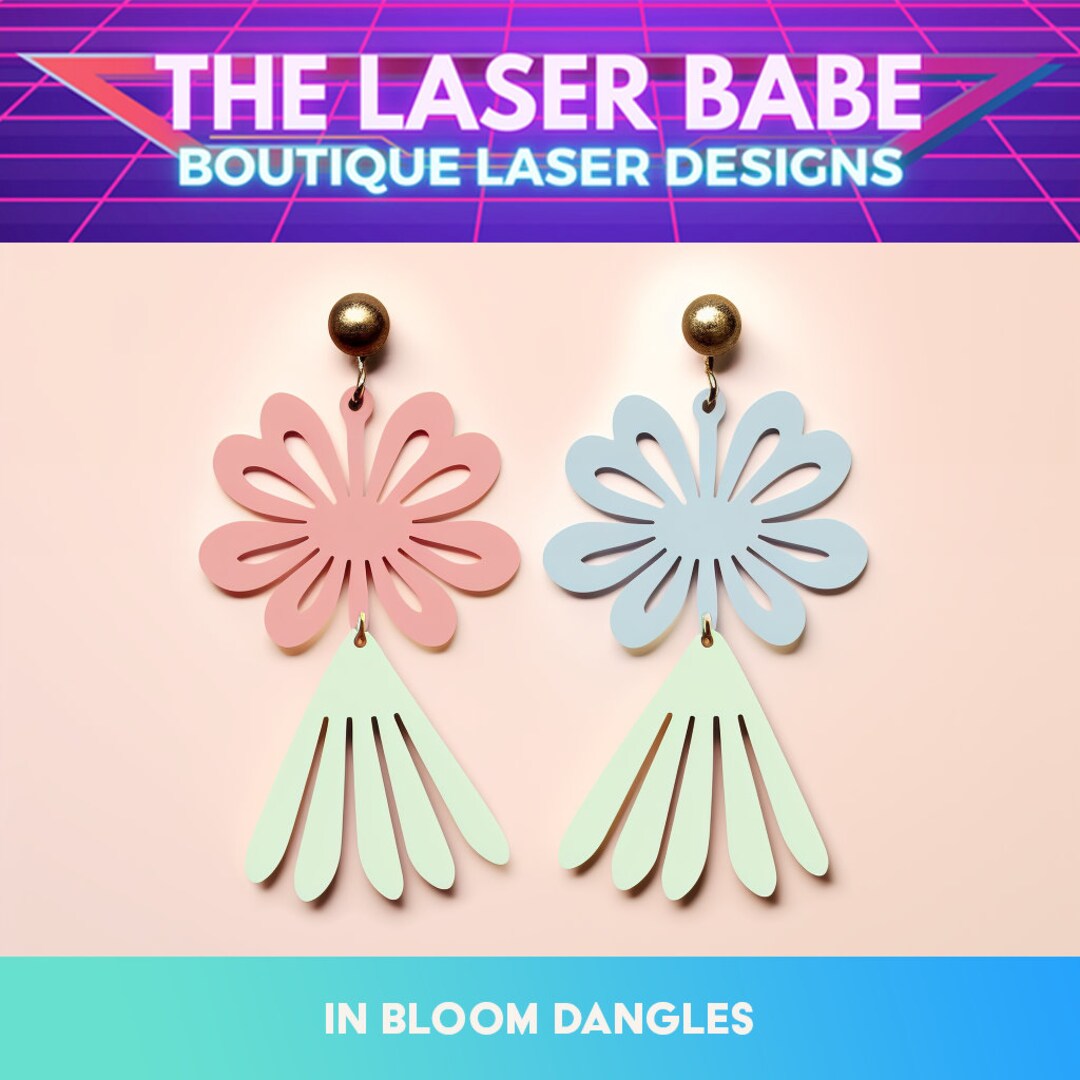In Bloom Flower Laser Cut Dangle Earrings Digital Download | Glowforge ...