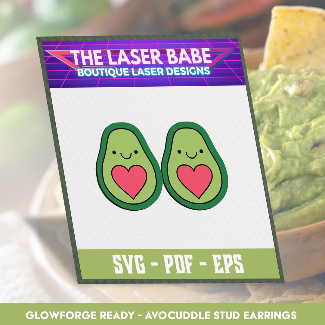 Avocuddle Earrings | SVG PDF EPS | Glowforge, Cricut, Silhouette, Xtool Ready | Whimsical ...