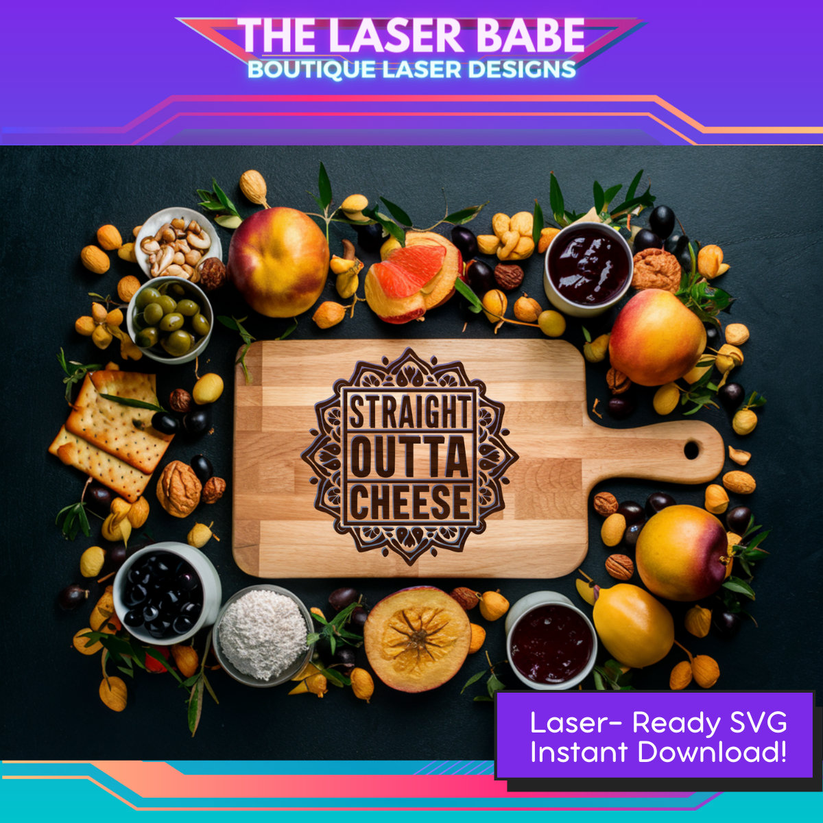 Straight Outta Cheese Cutting Board SVG Funny Kitchen Decor, Laser ...